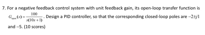 Solved 7. For a negative feedback control system with unit | Chegg.com
