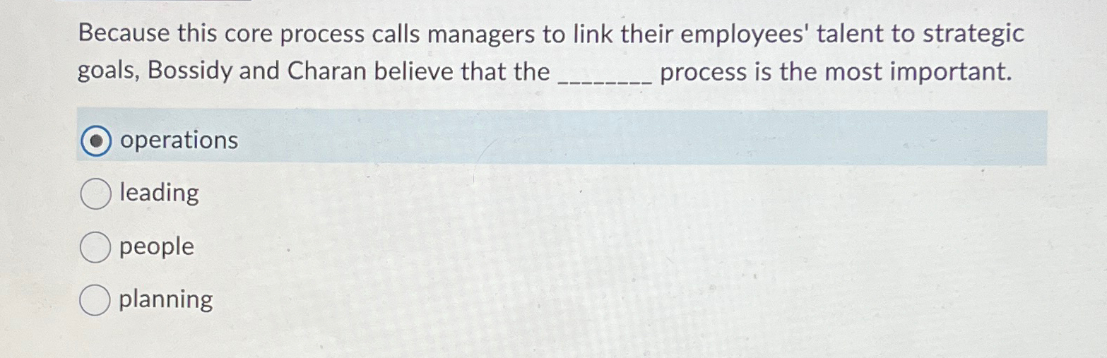 Solved Because this core process calls managers to link | Chegg.com