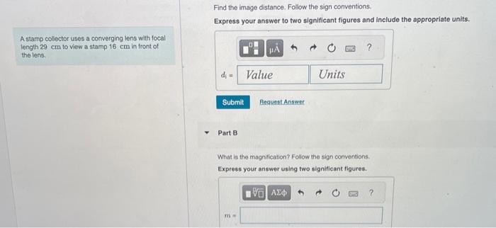 Solved Find the image distance. Follow the sign conventions. | Chegg.com