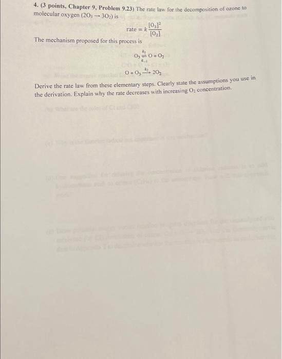 Solved 4. (3 points, Chapter 9, Problem 9.23) The rate law | Chegg.com