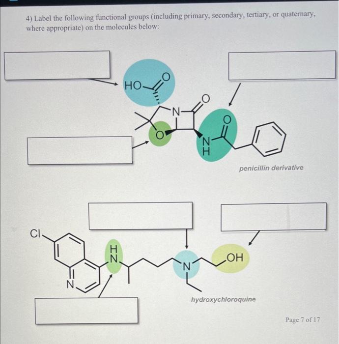 Solved 4) Label the following functional groups (including | Chegg.com