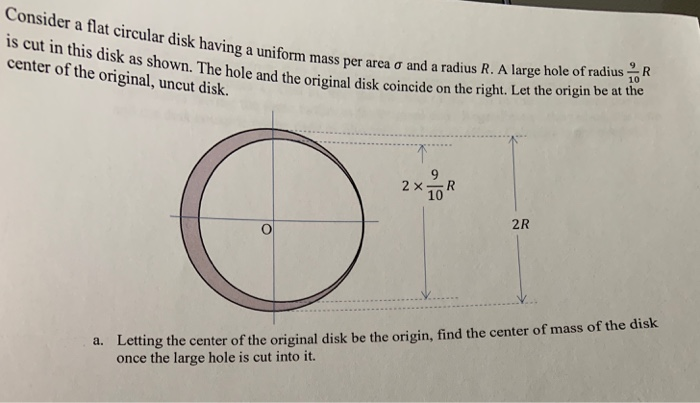 Solved Consider a flat circular disk having a uniform mass | Chegg.com