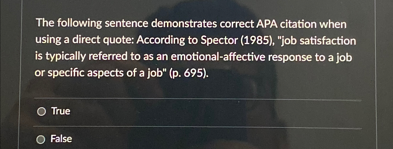 Solved The following sentence demonstrates correct APA | Chegg.com