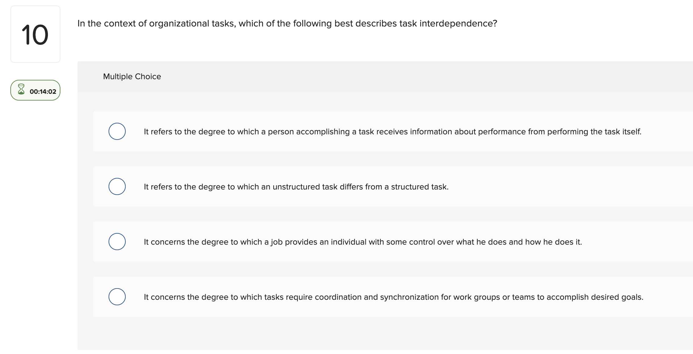 Solved 10In the context of organizational tasks, which of | Chegg.com