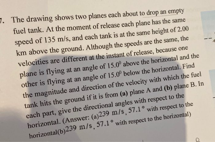Solved 7. The drawing shows two planes each about to drop an | Chegg.com