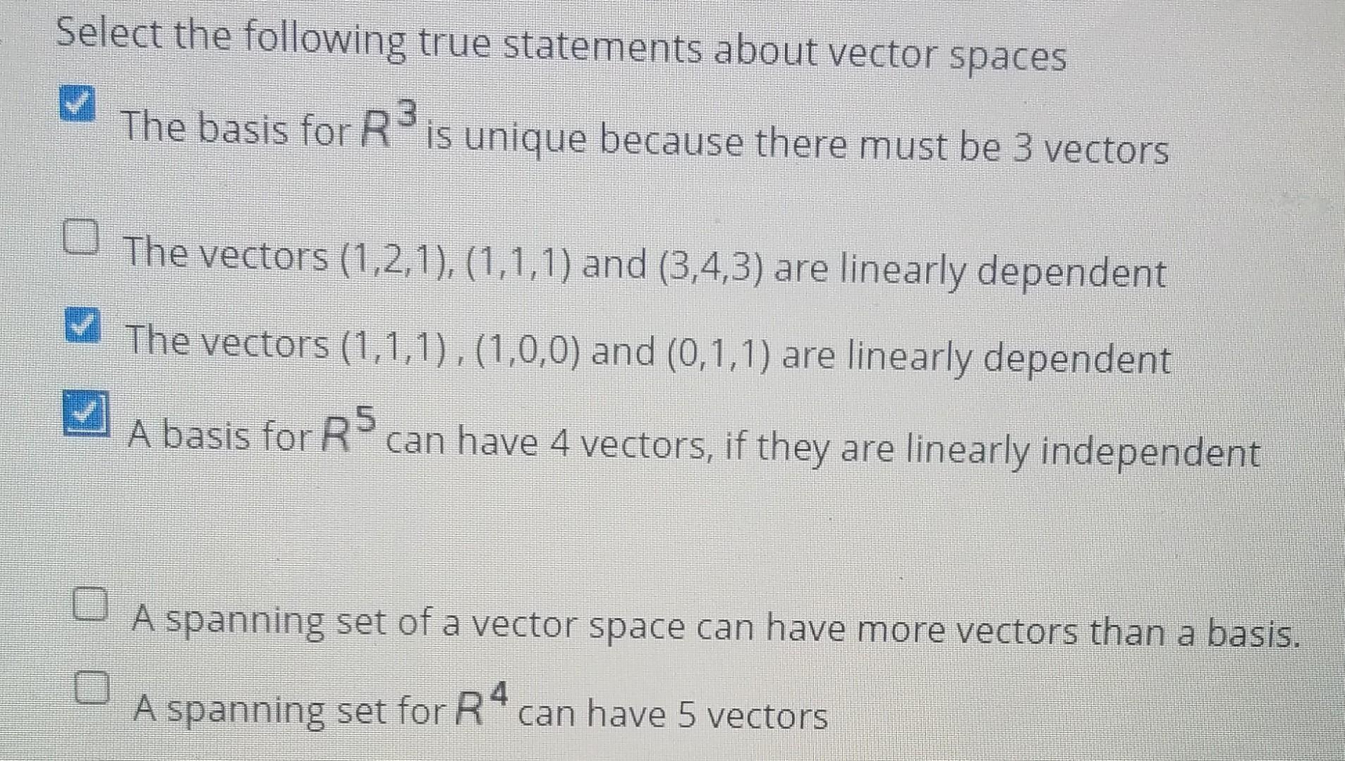 Solved Select the following true statements about vector | Chegg.com