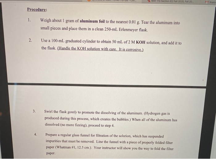 Solved Synthesis of Alum Introduction: Aluminum recycling is | Chegg.com