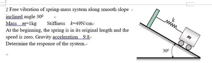 Solved 2 Free vibration of spring-mass system along smooth | Chegg.com