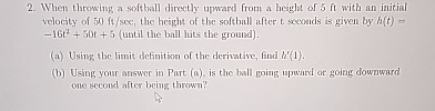 Solved When throwing a softball directly upward from a | Chegg.com