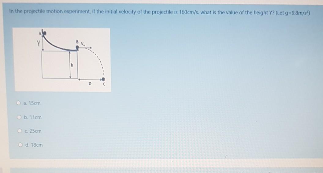 Solved In the projectile motion experiment, if the initial | Chegg.com