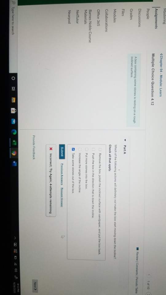 Solved Mastering Assignments 812 PM 9/29/2020 Type here to | Chegg.com