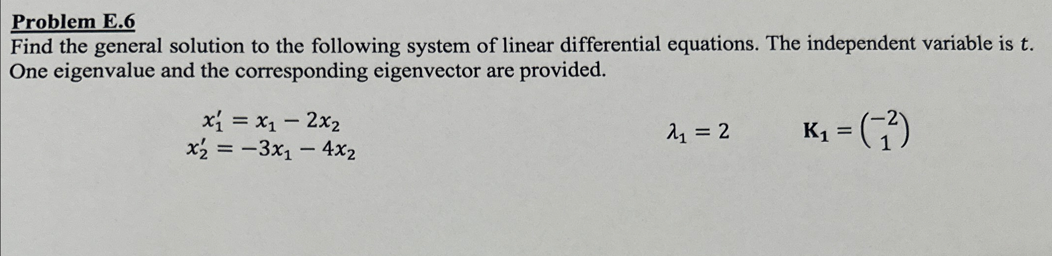 Solved Problem E. 6Find the general solution to the | Chegg.com