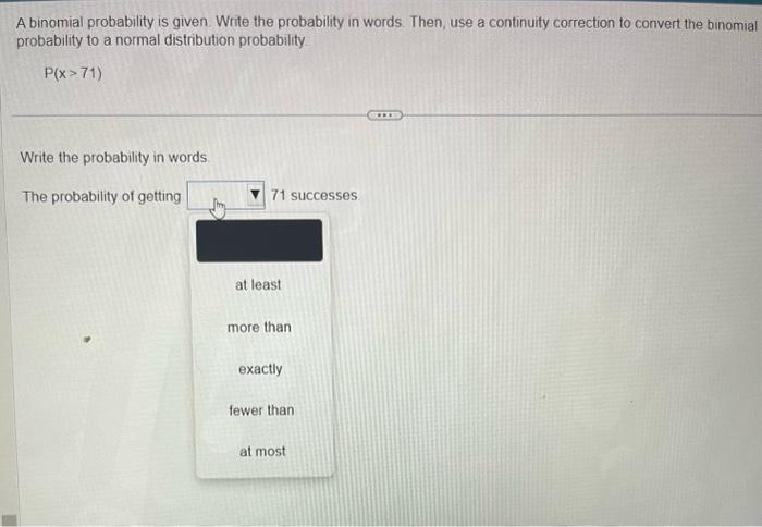 Solved A binomial probability is given. Write the | Chegg.com