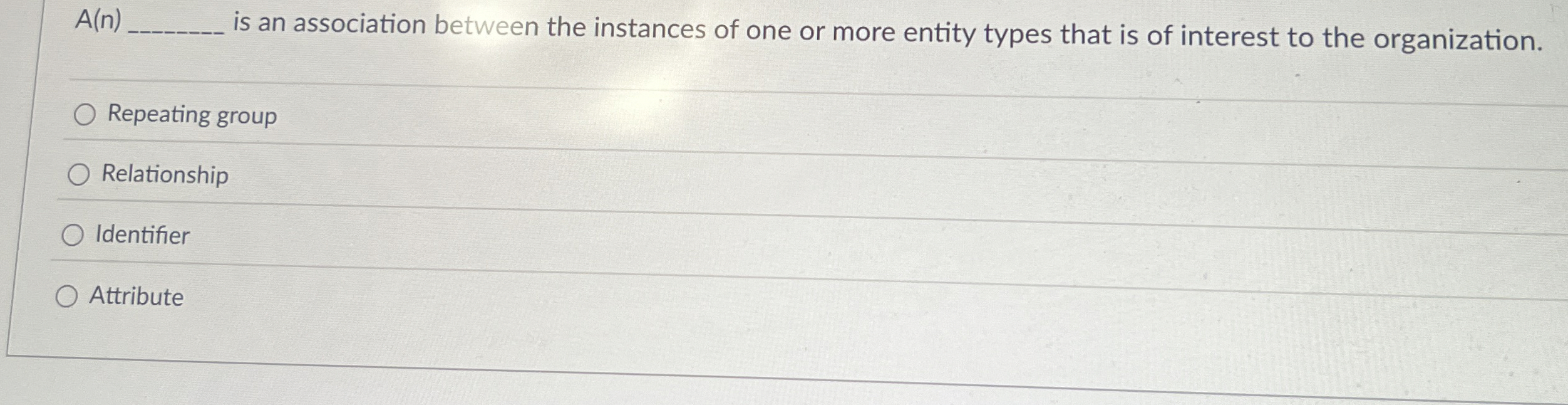 Solved A(n) ﻿is an association between the instances of | Chegg.com