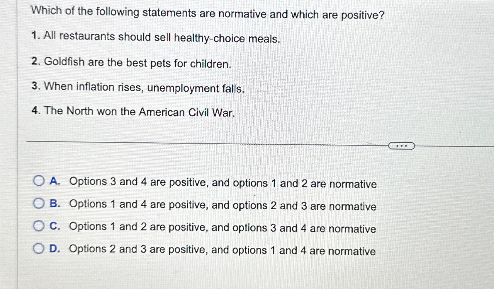 Solved Which of the following statements are normative and | Chegg.com