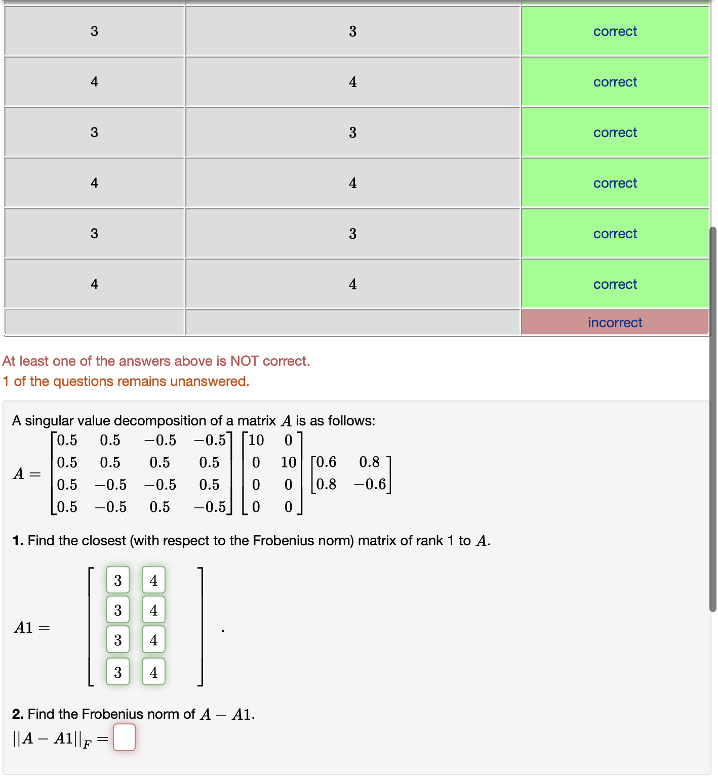 Solved A singular value decomposition of a matrix A ﻿is as | Chegg.com