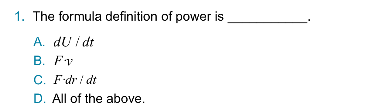 Solved The formula definition of power | Chegg.com