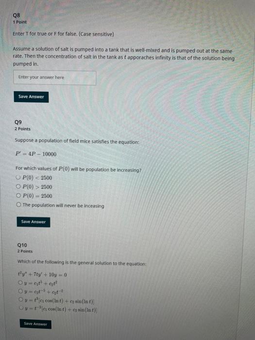 Solved Q1 1 Point Enter T for true or F for false. (Case | Chegg.com