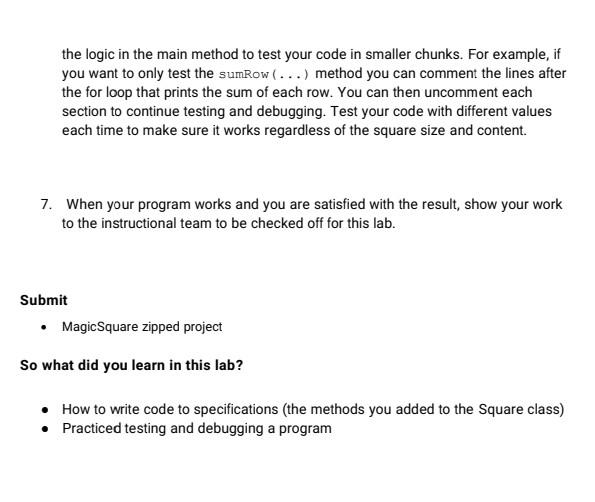 Solved ITSC 1213 - Magic Square Introduction One interesting | Chegg.com
