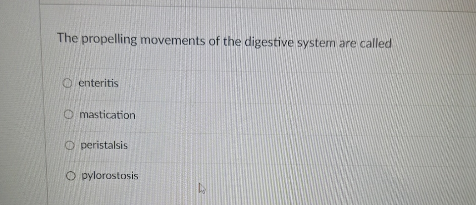 Solved The propelling movements of the digestive system are | Chegg.com