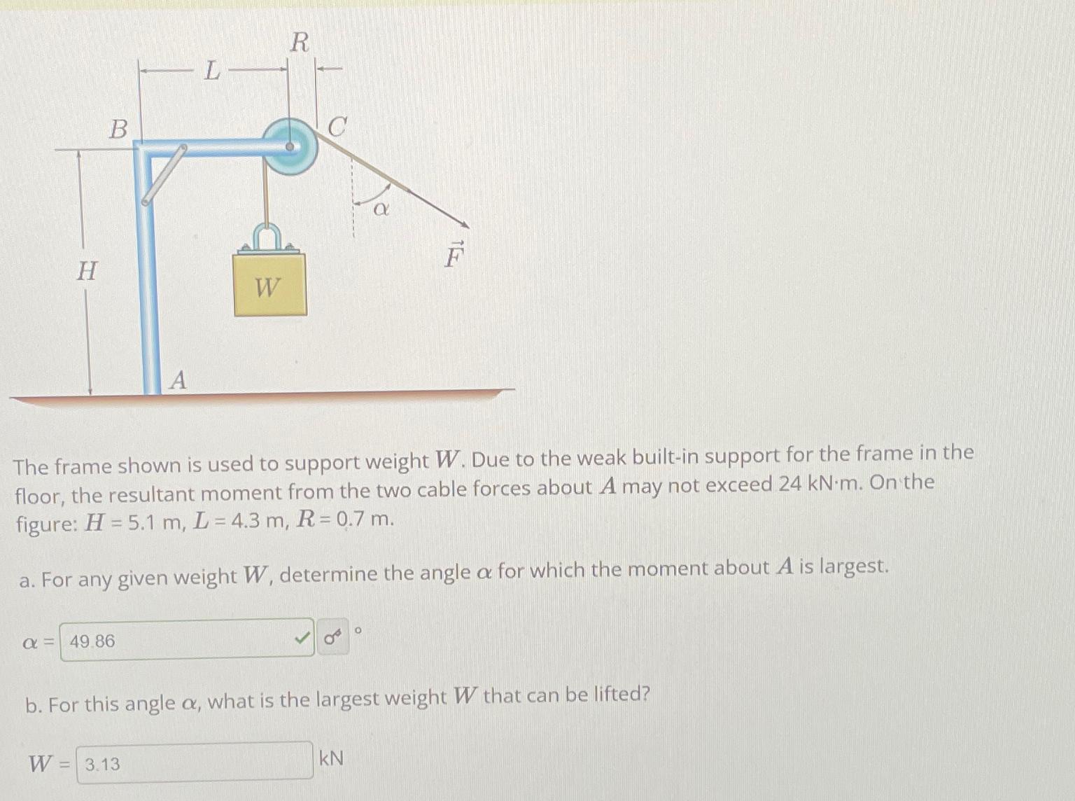 The frame shown is used to support weight W. ﻿Due to | Chegg.com
