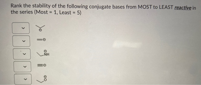 Solved Rank the stability of the following conjugate bases | Chegg.com