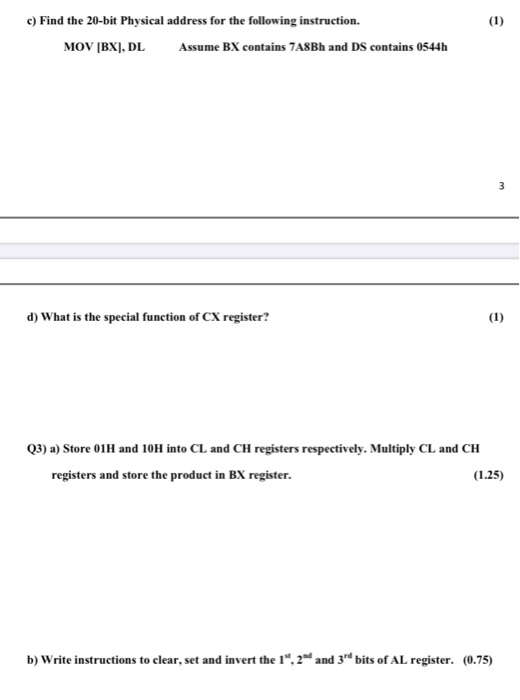 Solved c) Find the 20-bit Physical address for the following | Chegg.com