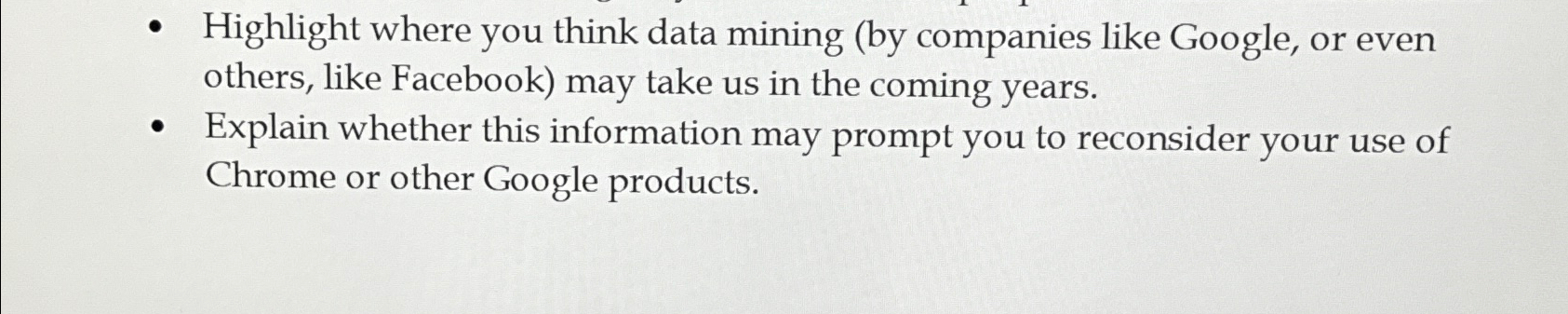 Solved Highlight where you think data mining (by companies | Chegg.com
