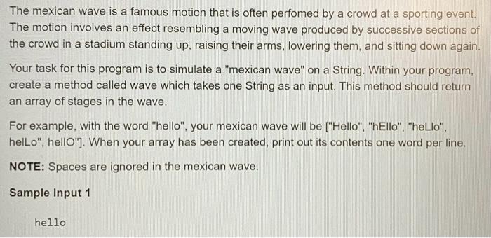 Solved The mexican wave is a famous motion that is often | Chegg.com