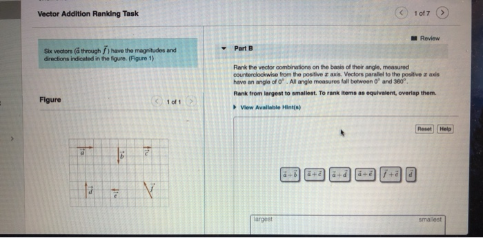 Solved Vector Addition Ranking Task 1 of 7 > Review Part B | Chegg.com