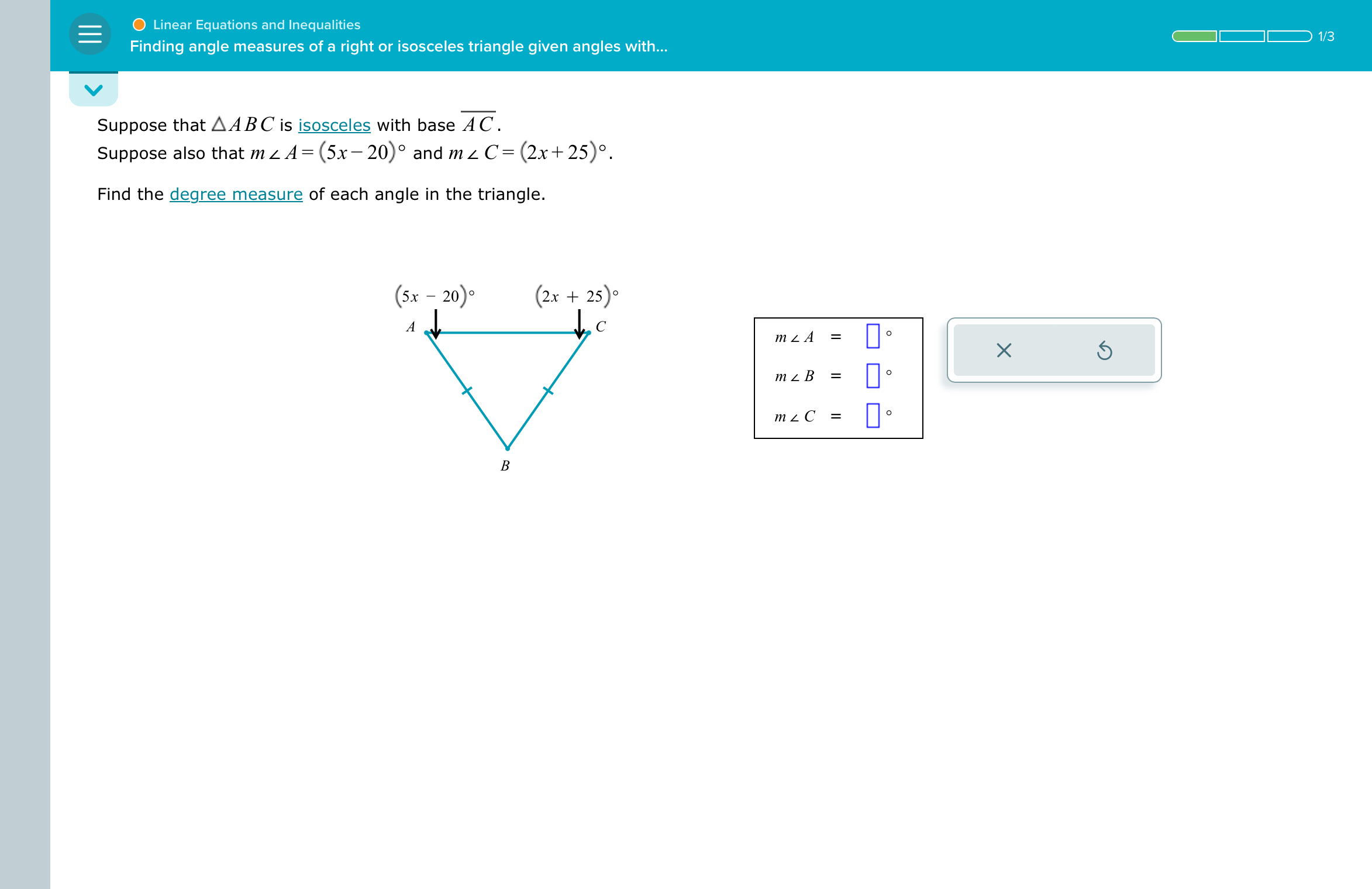 Solved Linear Equations and InequalitiesFinding angle | Chegg.com