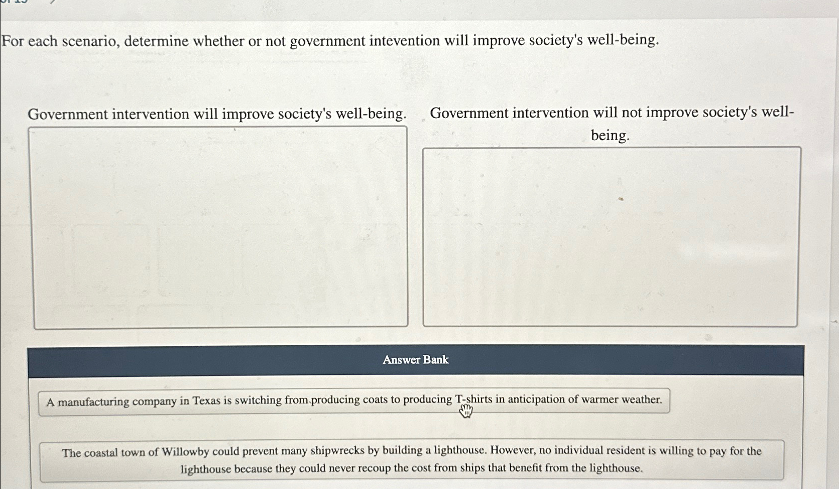 Solved For each scenario, determine whether or not | Chegg.com