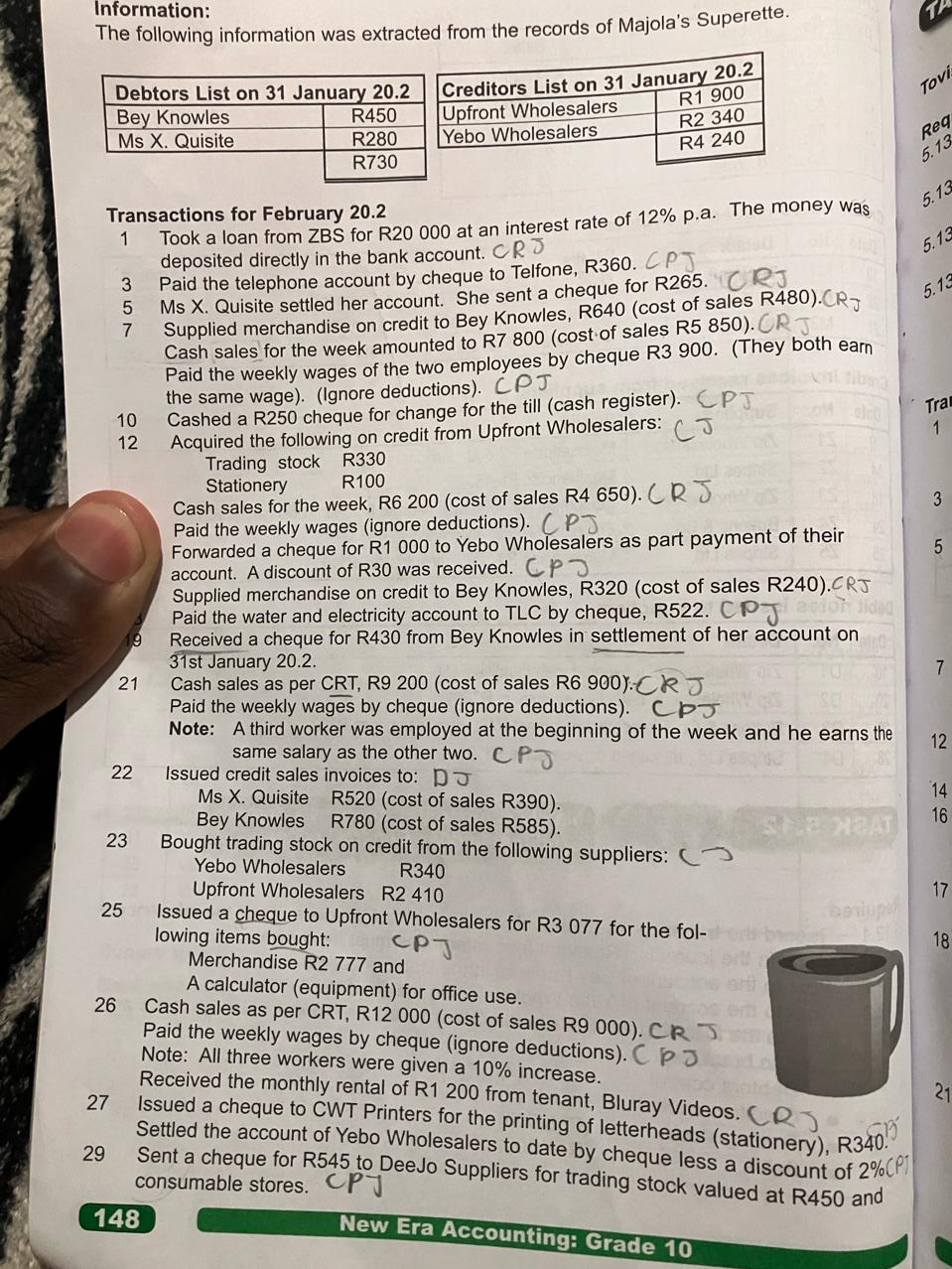 Solved TASK 5.12Majola's Superette: Journals, | Chegg.com