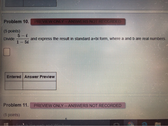 Solved Problem 10. PREVIEW ONLY - ANSWERS NOT RECORDED . (5 | Chegg.com