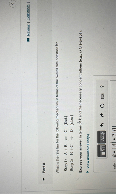 Solved Review I Constants IPart AWhat is the rate law for | Chegg.com
