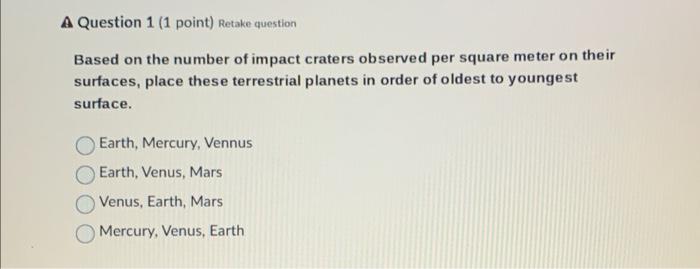 Solved Based on the number of impact craters observed per | Chegg.com