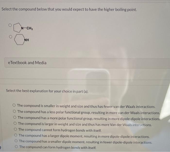 Solved Select the compound below that you would expect to | Chegg.com