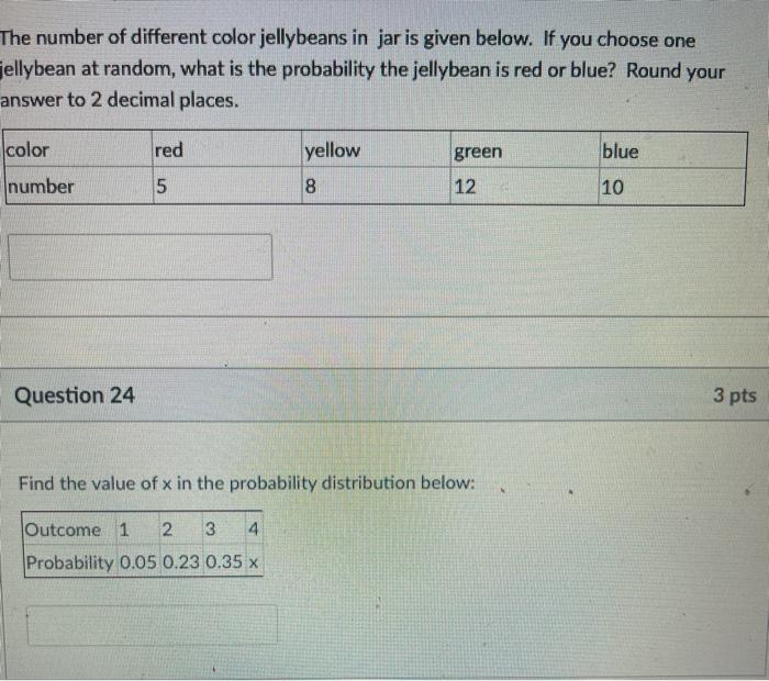 Solved The number of different color jellybeans in jar is | Chegg.com