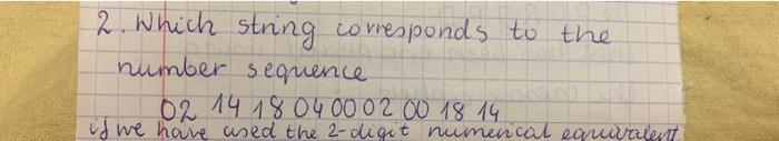 Solved 2. Which string corresponds to the number sequence | Chegg.com