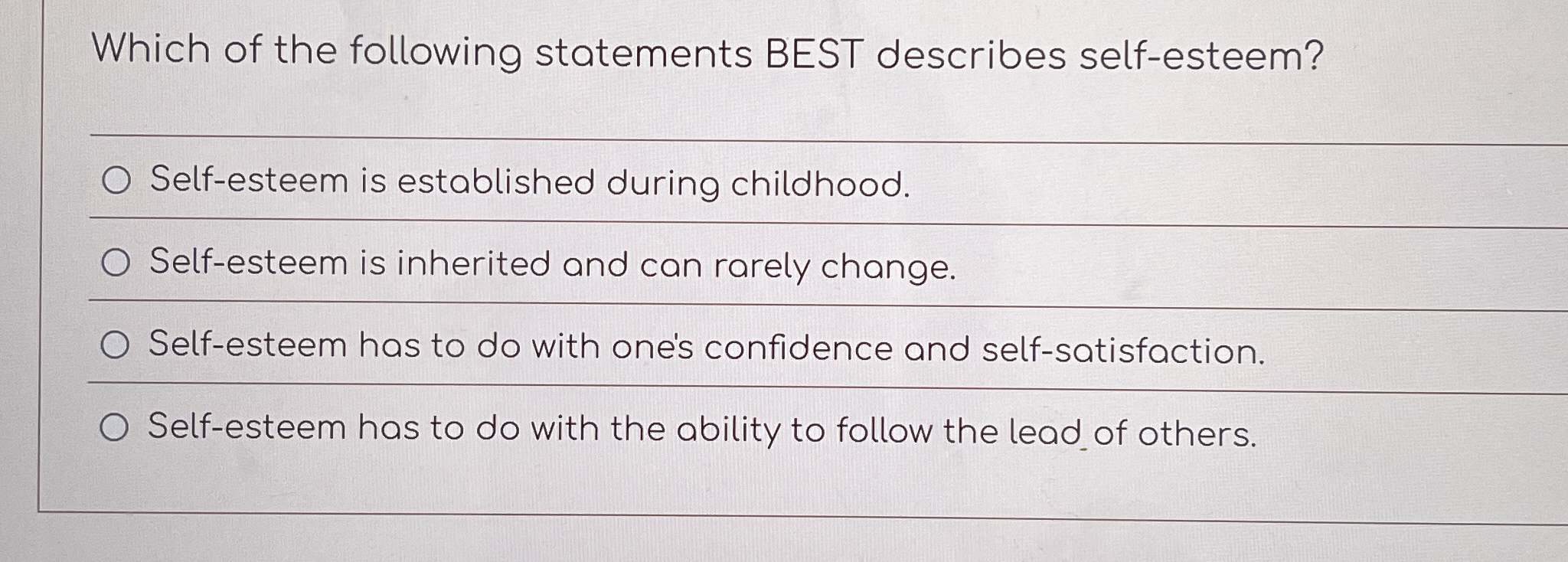 Solved Which of the following statements BEST describes | Chegg.com