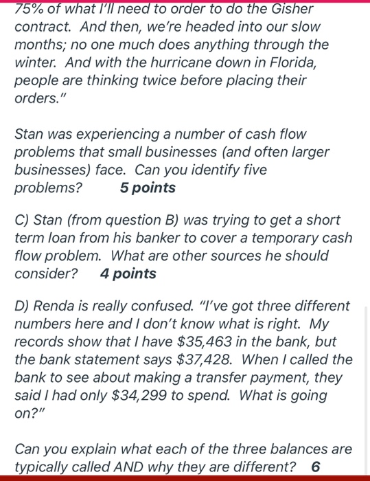 Solved Cash Flow Answer the following questions. There are | Chegg.com