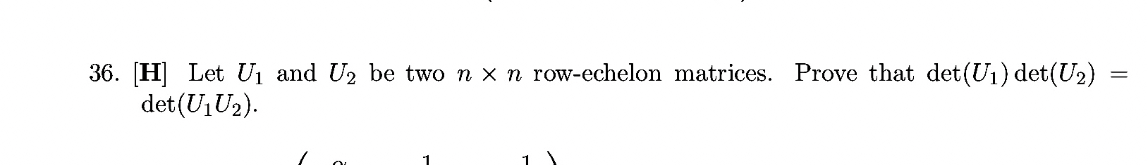 Solved H ﻿Let U1 ﻿and U2 ﻿be two n×n ﻿row-echelon matrices. | Chegg.com
