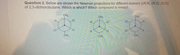 Solved Question 2. Below are shown the Newman projections | Chegg.com