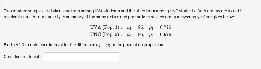 Solved Two random samples are taken, one from among UVA | Chegg.com