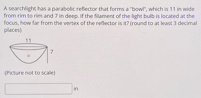 Solved A searchlight has a parabolic reflector that forms a | Chegg.com