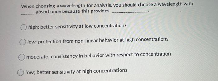 Solved Inspect your Absorbance vs Wavelength graph, the | Chegg.com