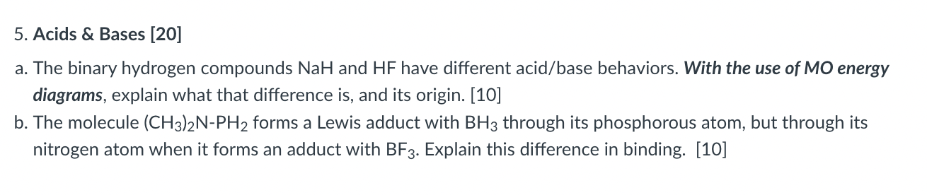 Solved Acids & Bases [20]a. ﻿The binary hydrogen compounds | Chegg.com
