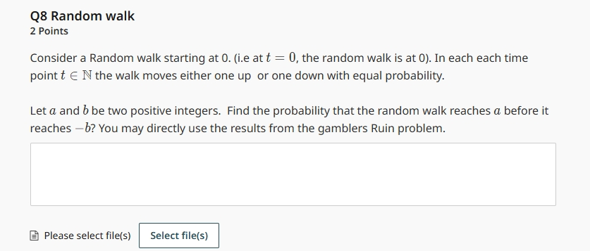 Solved Q8 ﻿Random walk2 ﻿PointsConsider a Random walk | Chegg.com