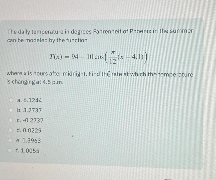 Solved The daily temperature in degrees Fahrenheit of | Chegg.com