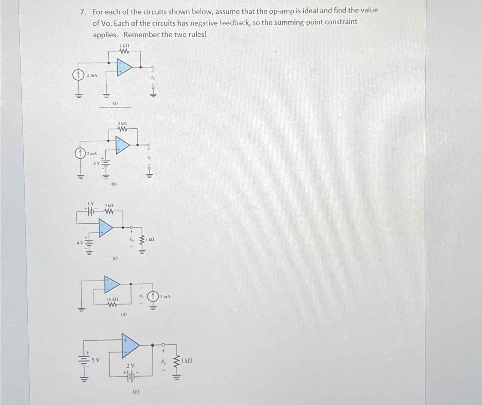 Solved For each of the circuits shown below, assume that the | Chegg.com